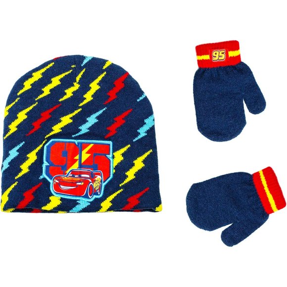 Disney | Accessories | Disney Cars Lightning Mcqueen Hat And Mittens ...